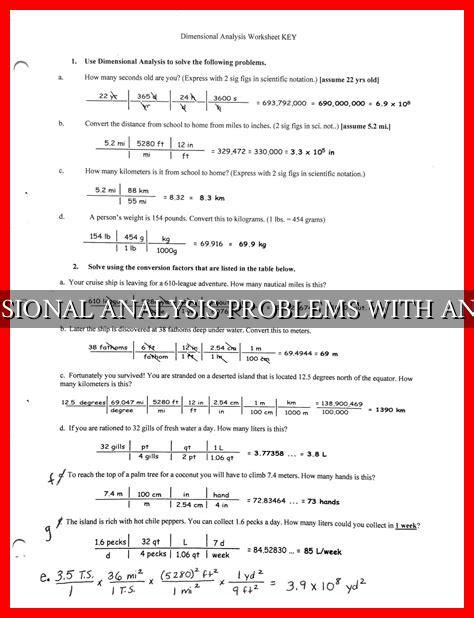 Dimensional Analysis Problems With Answers Wadaef