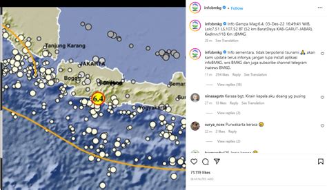 Gempa Bumi 64 Magnitudo Guncang Garut Bmkg Tidak Berpotensi Tsunami