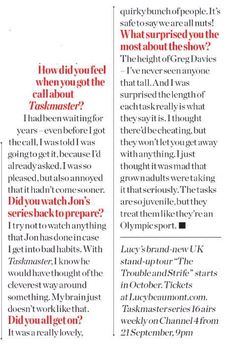 Lucy Beaumont Talks Taskmaster In Heat Rtaskmaster