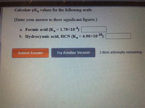 Solved Calculate PK A Values For The Following Acids Enter Chegg