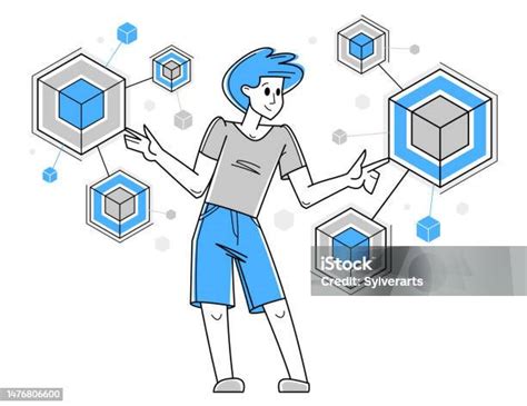 영감을 받은 독창적인 디자이너 또는 엔지니어는 추상적인 요소를 구성하고 창의적인 작업자는 작업을 수행하고 일부 시스템 벡터 개요 그림을 만듭니다 네트워크 연결 플러그에 대한