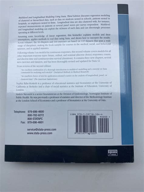 Multilevel And Longitudinal Modeling Using Stata Volume By Sophia Rabe