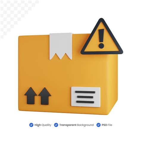 Premium Psd D Rendering Shipping Box With Problem Sign Isolated