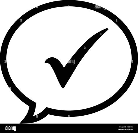 check mark icon in a black speech bubble tick symbol in black chat