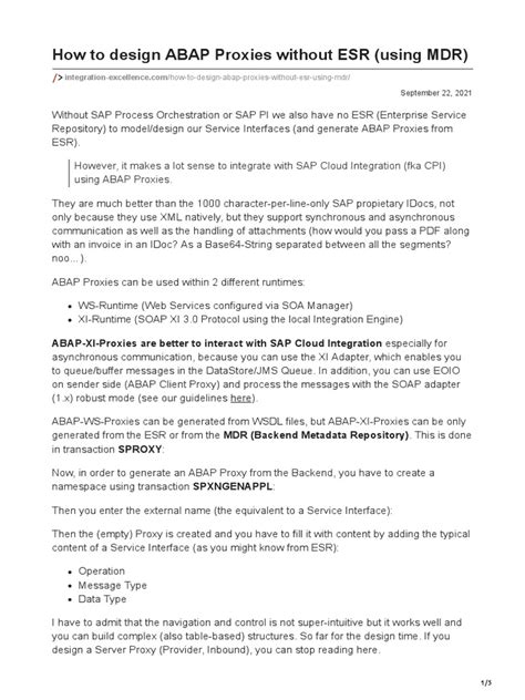How To Design Abap Proxies Without Esr Using Mdr Pdf Proxy Server