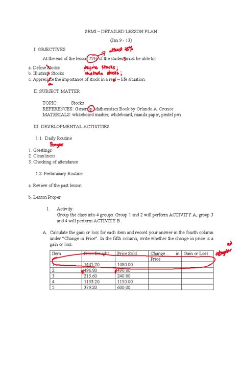 Checked Lesson Plan In Genmath Semi Detailed Lesson Plan Jan 13