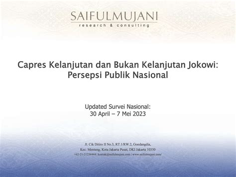 Capres Kelanjutan Dan Bukan Kelanjutan Jokowi Persepsi Publik Nasional SaifulMujani