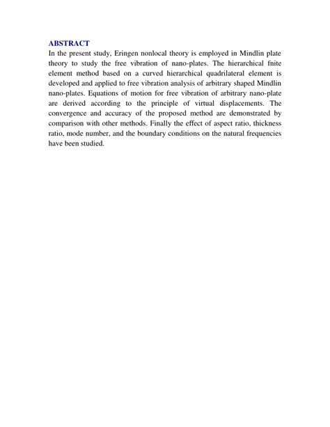 Pdf Size Dependent Free Vibration Analysis Of Mindlin Nano Plates