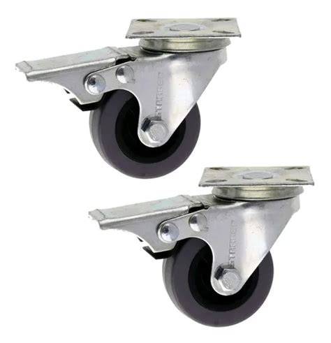 Kit 2 Peças Rodízio Placa Giratoria 50mm Com Trava Starfer Mercadolivre