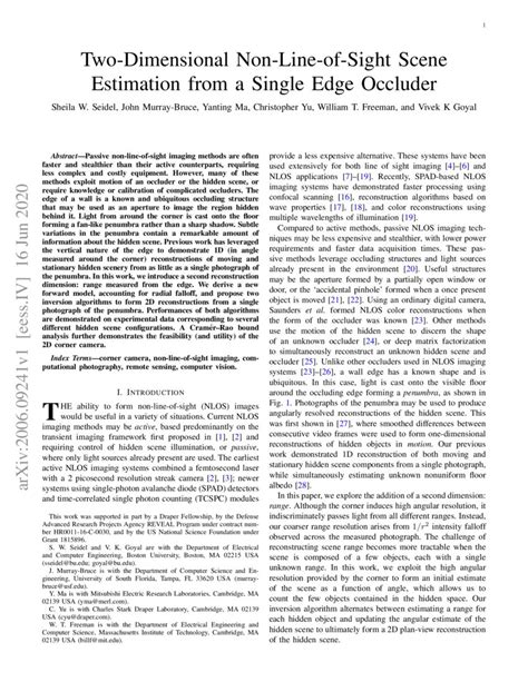 Two Dimensional Non Line Of Sight Scene Estimation From A Single Edge