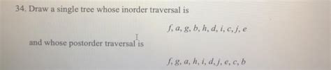 solved 34 draw a single tree whose inorder traversal is f