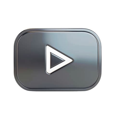 D Metallic Play Button PNG