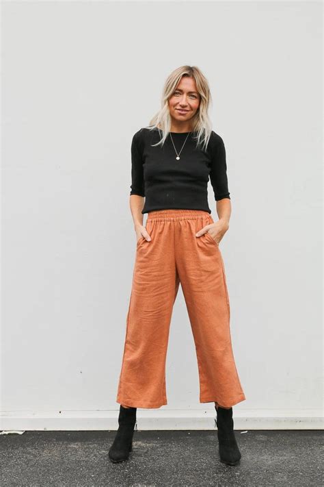 Brown Sugar Linen Wide Leg Culotte Pants Style Theory Sg
