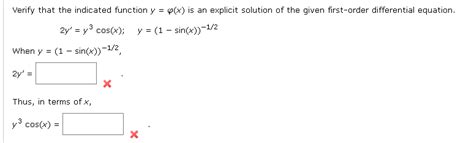 solved verify that the indicated function y φ x ﻿is an