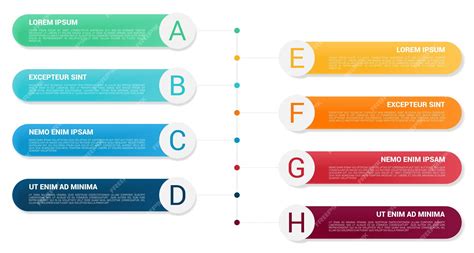 둥근 모서리가 있는 사각형 및 원의 옵션 다른 색상의 8개 항목은 인포그래픽 요소로 사용할 수 있습니다 프리미엄 벡터
