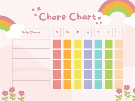 Minimalist Fillable Printable Chore Chart Five Bright Chore Chart