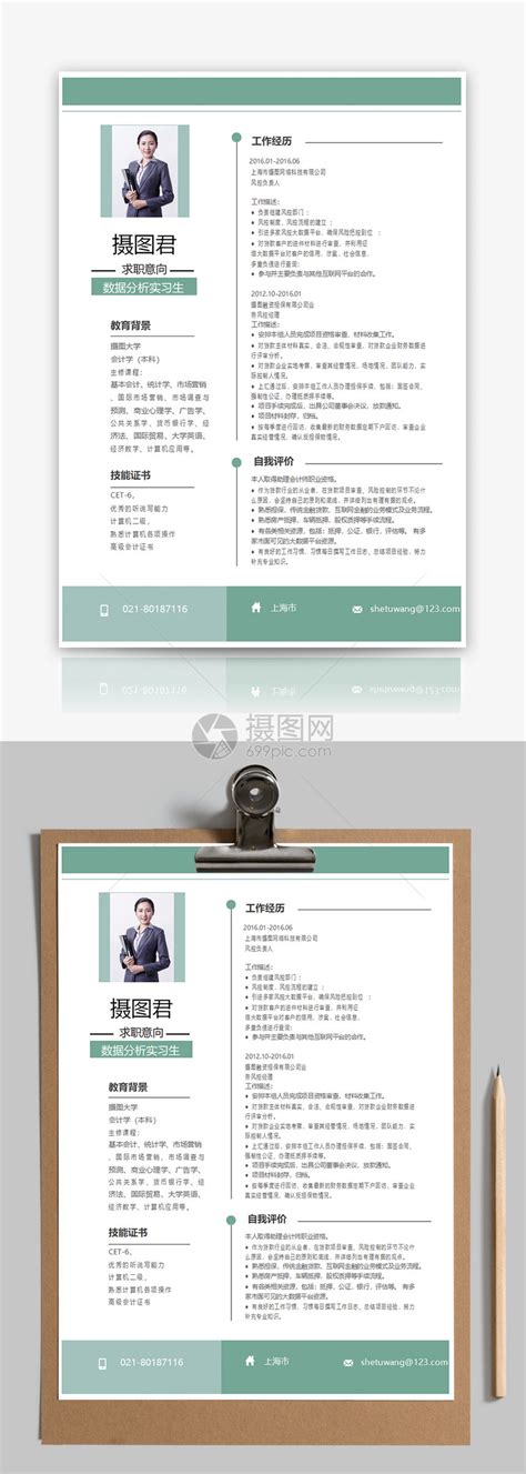 数据分析师简历模板图片 正版模板下载 摄图网