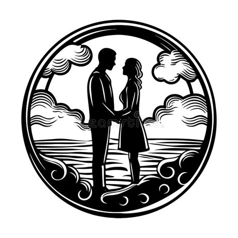 A Romantic Couple Silhouette Vector Art Illustration 2 Stock
