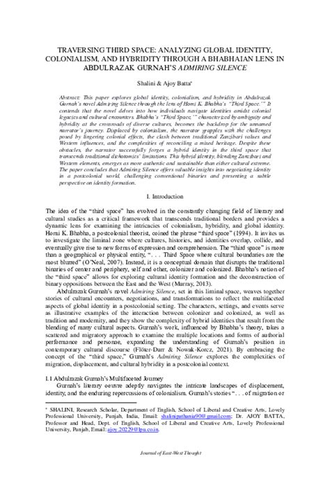 Pdf Traversing Third Space Analyzing Global Identity Colonialism