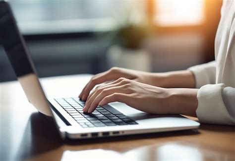 Premium AI Image Photo Of Female Hands Fingers On Her Computer Keyboard While Typing
