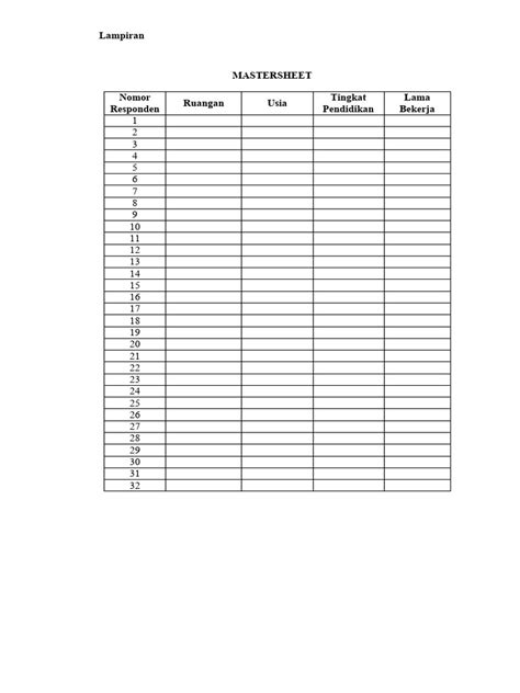 Master Sheet Pdf