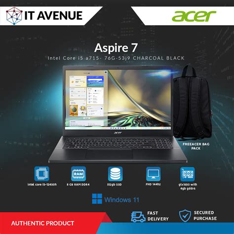 Acer Aspire A G J Intel Core I H Gb SSD GB RAM FHD Hz Gtx Charcoal