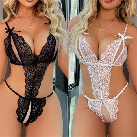 Tj Sexy Lingerie Satin Bodysuit Temptation Uniform Set