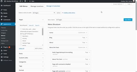 Menus In The Admin And The Customizer UX Flow Performance Comparisons Make WordPress Test