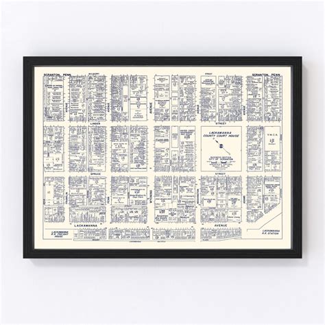 Scranton Map 1950 Old Map Of Scranton Business Section Pennsylvania