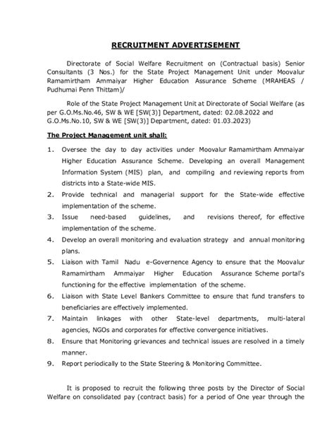 Fillable Online Directorate Of Social Welfare State Project