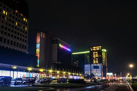 Modern Buildings In Phnom Penh City Street Cambodia At Night Photograph