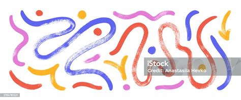 Funky Colorful Bold Squiggles And Curved Lines Collection Various
