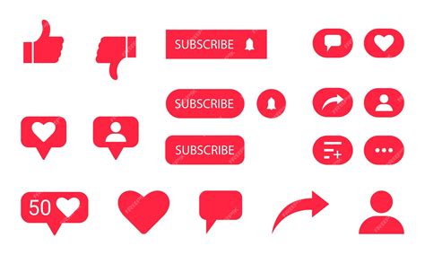 Conjunto De Iconos Para Redes Sociales Como Compartir Suscribirse Y