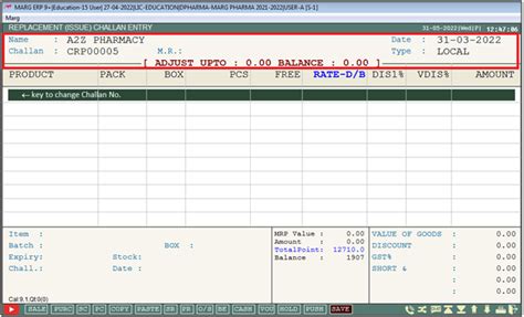 How To Create Replacement Issue Challan Entry In Marg Software