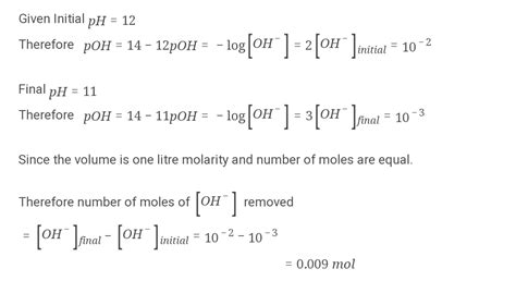 How Many Moles Of NaOH Must Be Removed From One Litre Of Its Aqueous Solution To Change Its PH