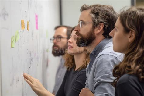 Team Brainstorming On Whiteboard With Sticky Notes Stock Illustration Illustration Of Sticky