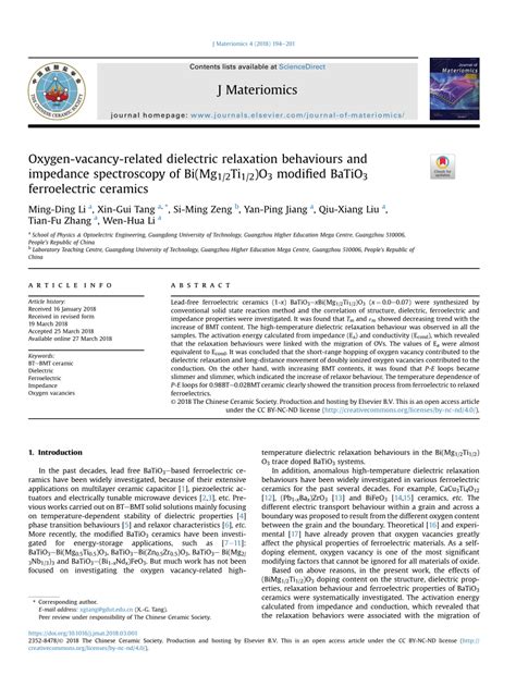 Pdf Oxygen Vacancy Related Dielectric Relaxation Behaviours And