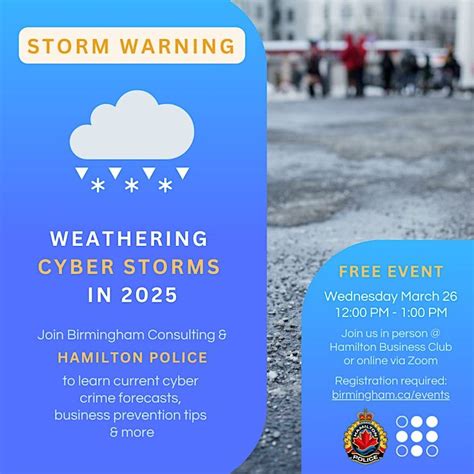 Weathering Cyber Storms In 2025 Hybrid Event Uptown Business Club Hamilton 26 March 2025