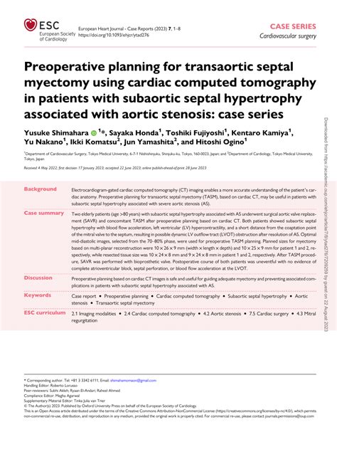 Pdf Preoperative Planning For Transaortic Septal Myectomy Using