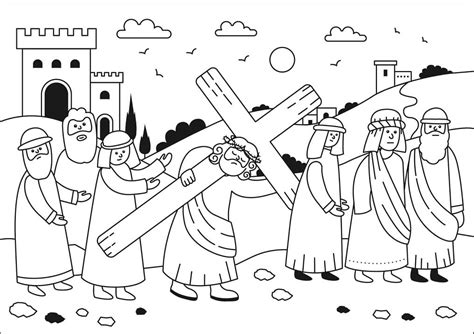 Desenhos De Jesus Carregando A Cruz Para Colorir E Imprimir ColorirOnline