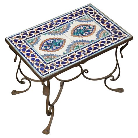 Midcentury Italian Wrought Iron Coffee Table With Tile Top And