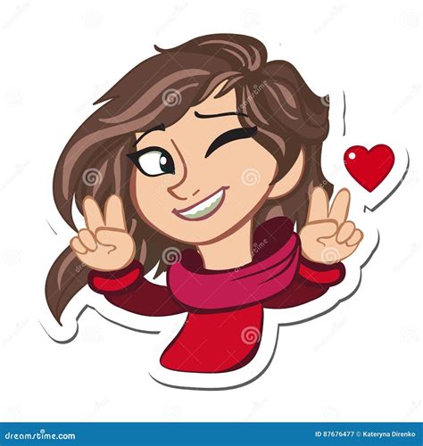 Pretty Girl Winking At You Illustration Stock Illustration