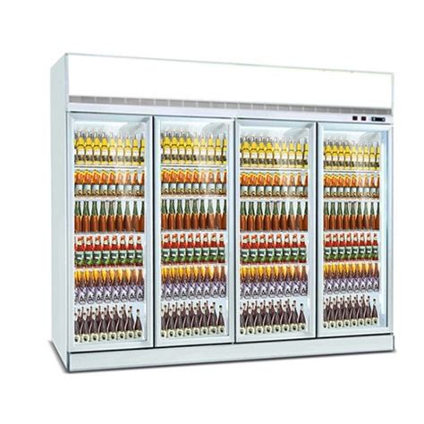Air Cooling Auto Defrost Glass Door Upright Cooler Supermarket