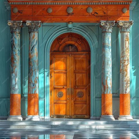 Entrance With Classical Columns Premium Ai Generated Image