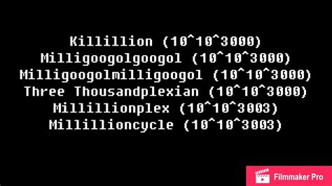 Ultimate Numbers List Part 2 Googolplex To Googolplexian Youtube