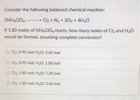 Solved Consider the following balanced chemical reaction: | Chegg.com
