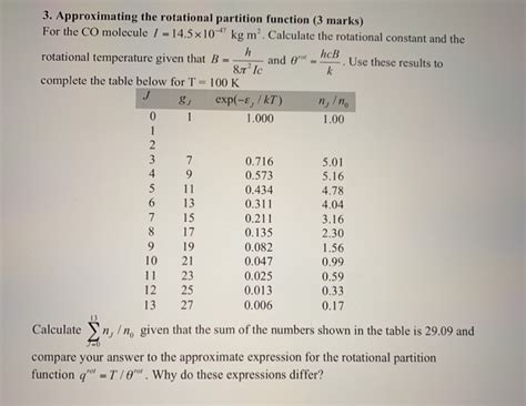 solved 3 approximating the rotational partition function 3