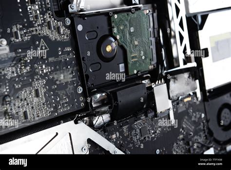 Disassembled Computer Monitor With Internal Components Close Up Stock