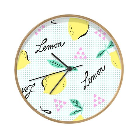 Muchowow Wanduhr Hipster Zitrone Pastell Muster Uhrwerk