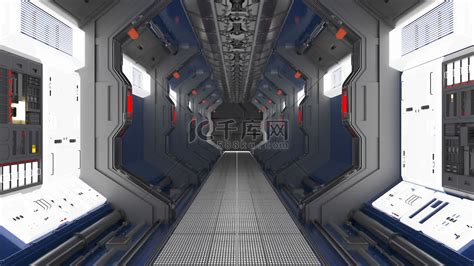 抽象的科幻宇宙飞船走廊。 高清摄影大图 千库网